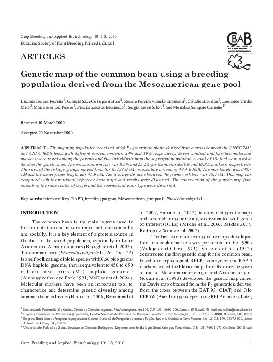 (PDF) Genetic map of the common bean using a breeding population ...