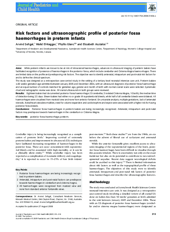 (PDF) Risk factors and ultrasonographic profile of posterior fossa ...