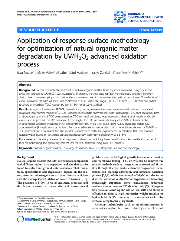 (PDF) Application of response surface methodology for optimization of ...