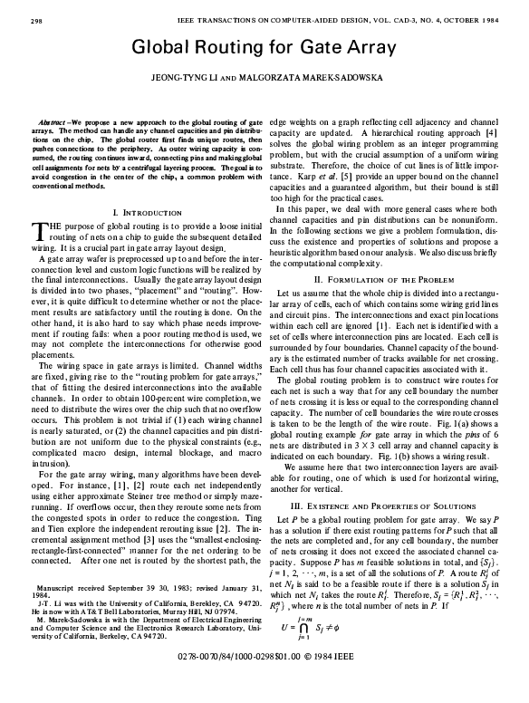 (PDF) Global Routing for Gate Array