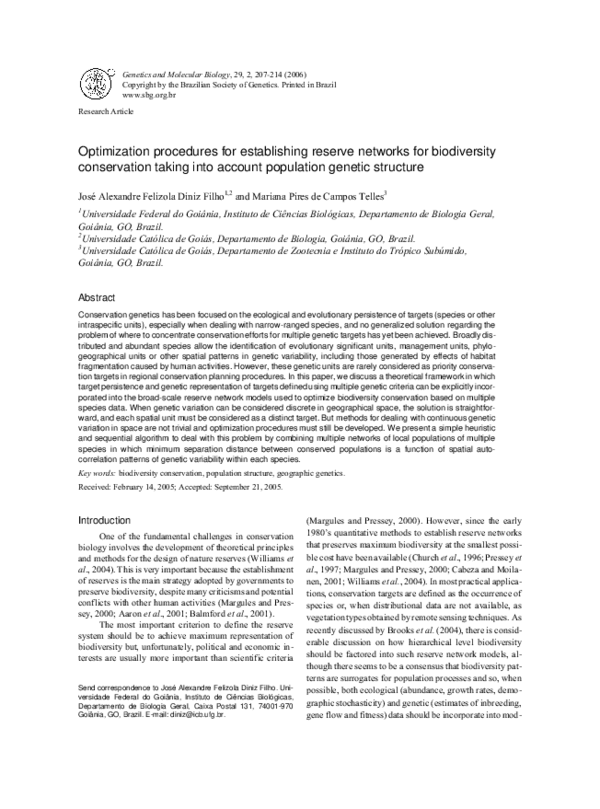 (PDF) Optimization procedures for establishing reserve networks for ...