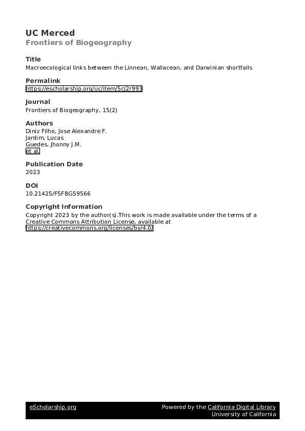 (PDF) Macroecological links between the Linnean, Wallacean, and ...