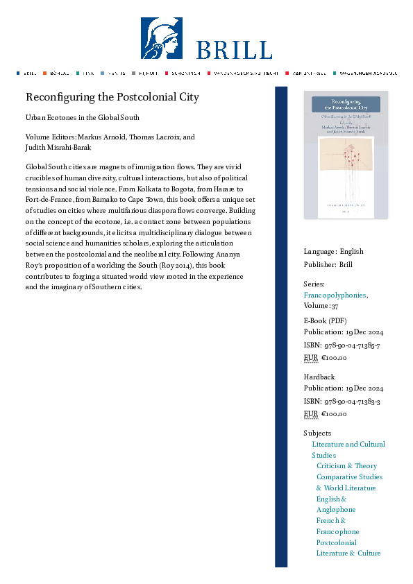 (PDF) Reconfiguring the Postcolonial City: Urban Ecotones in the Global ...