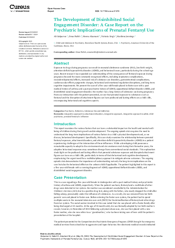 (PDF) The Development of Disinhibited Social Engagement Disorder: A ...