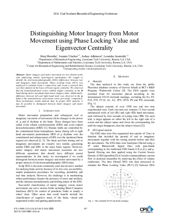 (PDF) Distinguishing Motor Imagery from Motor Movement using Phase ...