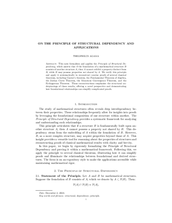 (PDF) ON THE PRINCIPLE OF STRUCTURAL DEPENDENCY AND APPLICATIONS