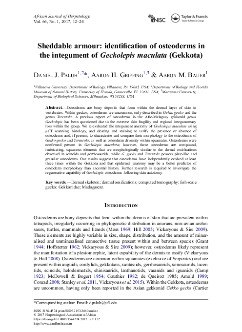 (PDF) Sheddable armour: identification of osteoderms in the integument ...