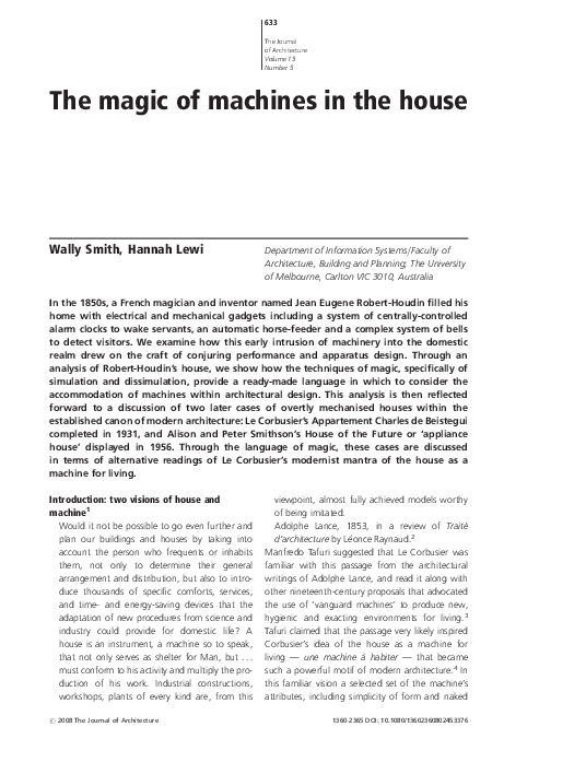 (PDF) The magic of machines in the house