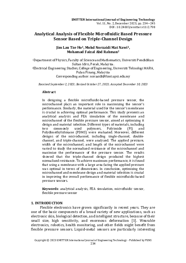 (PDF) Analytical Analysis of Flexible Microfluidic Based Pressure Sensor Based on Triple-Channel ...
