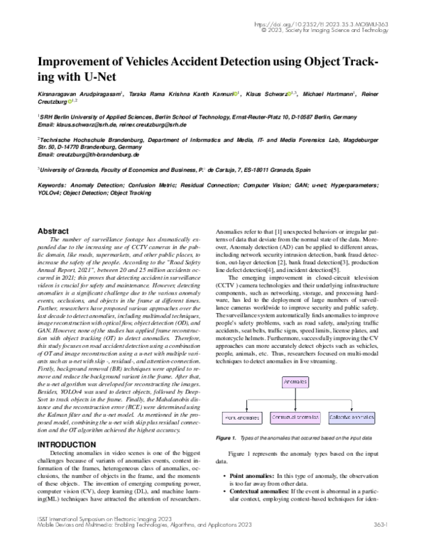 (PDF) Improvement of vehicles accident detection using object tracking ...
