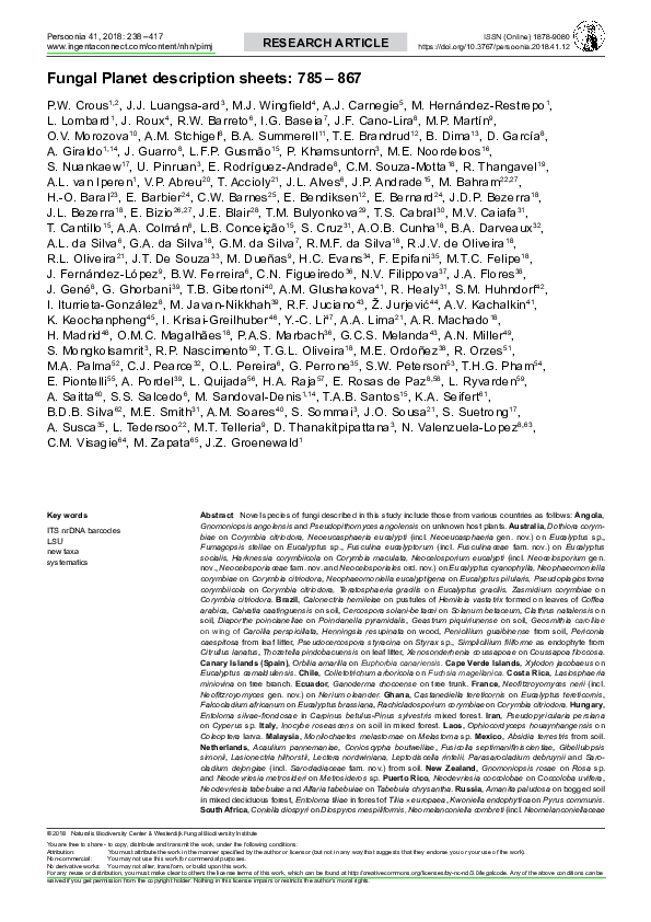 (PDF) Fungal Planet description sheets: 785– 867