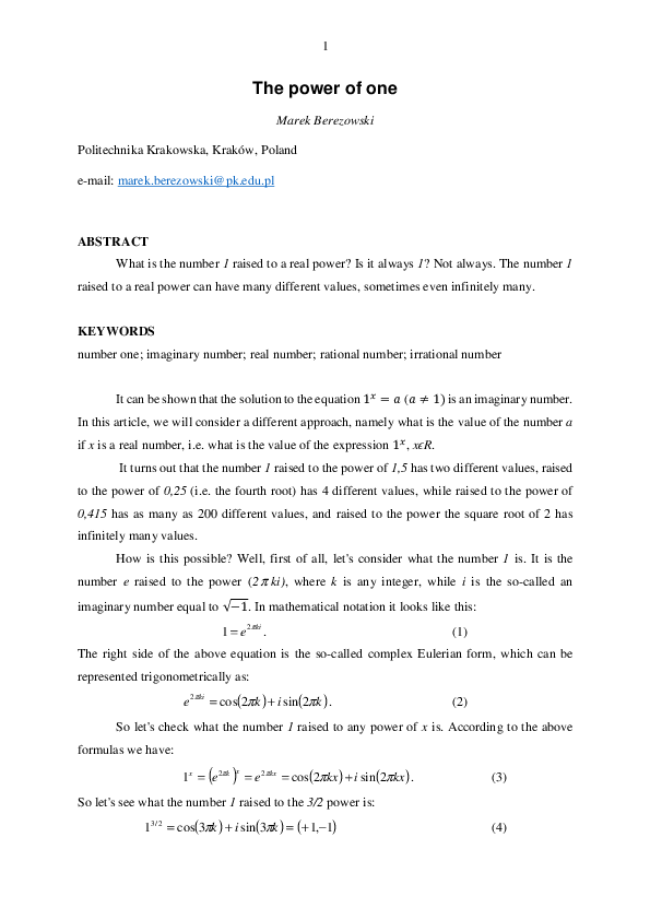 (PDF) The power of one