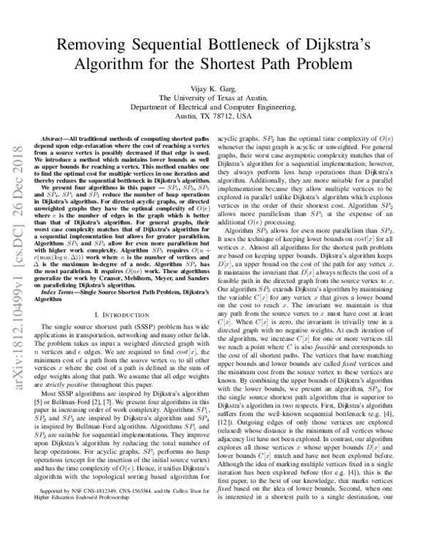 Pdf Removing Sequential Bottleneck Of Dijkstras Algorithm For The