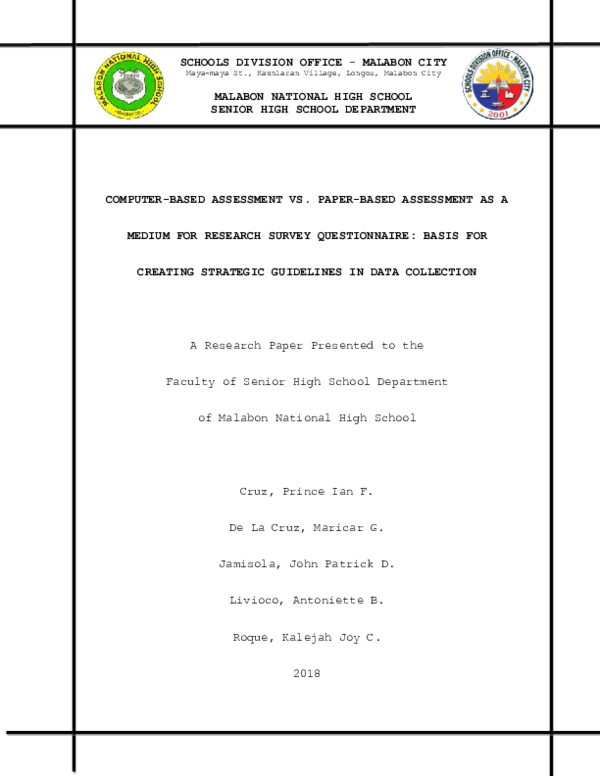(PDF) COMPUTER-BASED ASSESSMENT VS. PAPER-BASED ASSESSMENT AS A MEDIUM FOR RESEARCH SURVEY ...