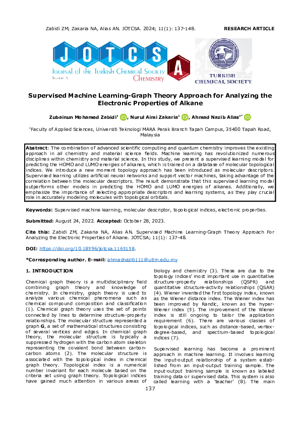 (PDF) Supervised Machine Learning-Graph Theory Approach For Analyzing ...