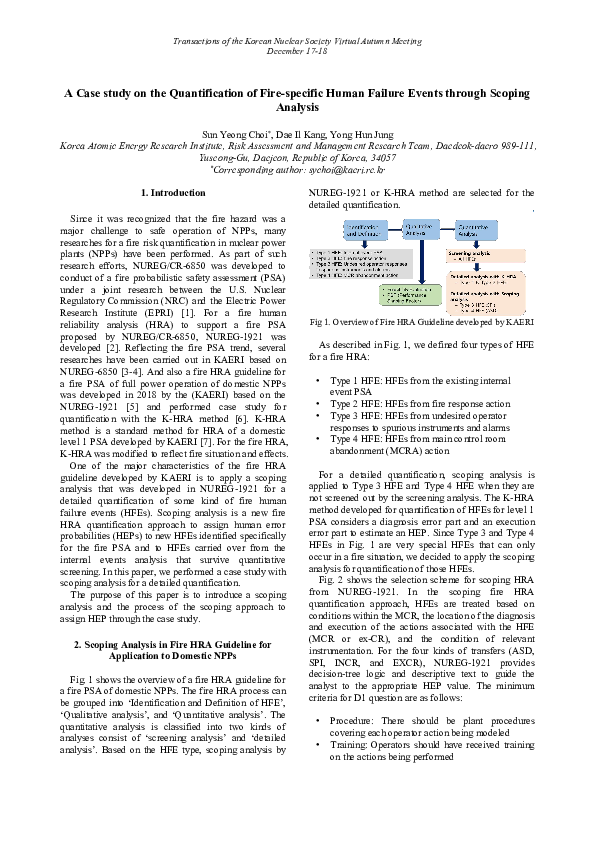 (PDF) A Case study on the Quantification of Fire-specific Human Failure ...
