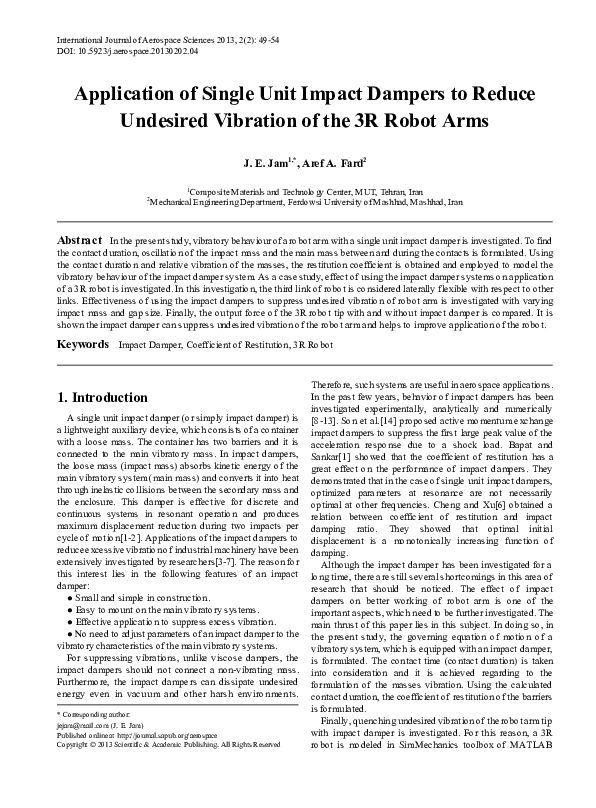 (PDF) Application of Single Unit Impact Dampers to Reduce Undesired ...