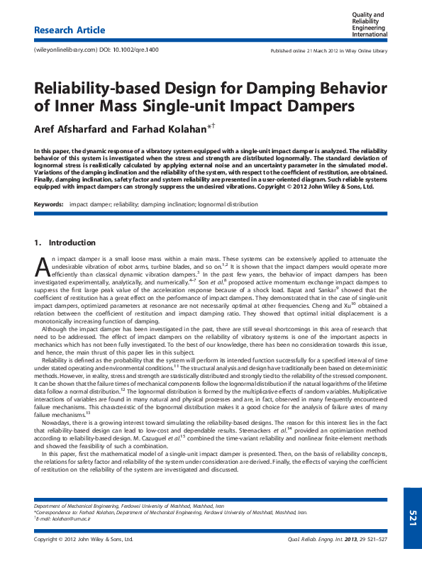 (PDF) Reliability-based Design for Damping Behavior of Inner Mass ...