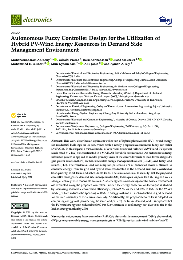 (PDF) Autonomous Fuzzy Controller Design for the Utilization of Hybrid PV-Wind Energy Resources ...