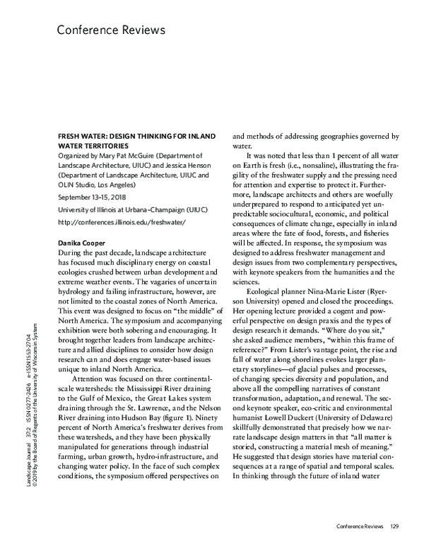 (PDF) Fresh Water: Design Thinking for Inland Water Territories