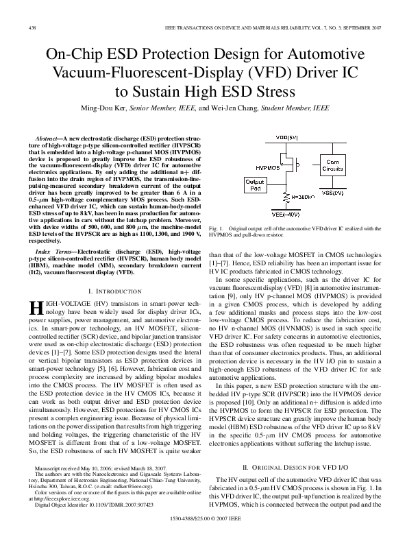 (PDF) On-Chip ESD Protection Design for Automotive Vacuum-Fluorescent ...