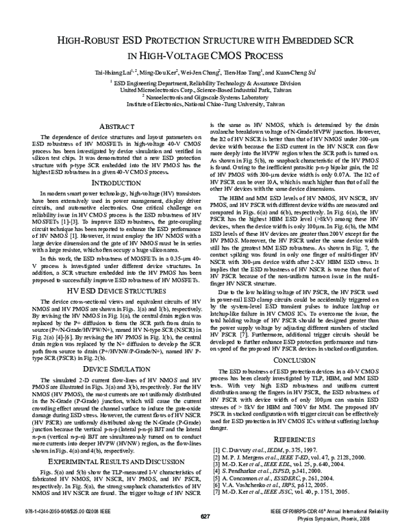 High-robust ESD protection structure with embedded SCR in high-voltage CMOS process