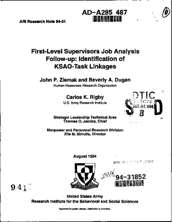 (PDF) First-Level Supervisors Job Analysis Follow-Up: Identification of ...
