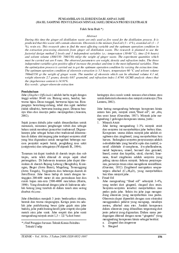 (PDF) Pengambilan Oleoresin Dari Ampas Jahe (Hasil Samping Penyulingan ...