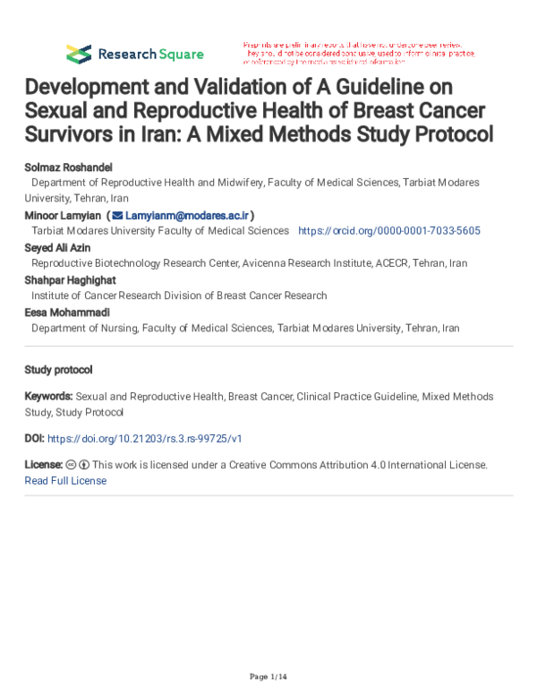 (PDF) Development and Validation of A Guideline on Sexual and ...