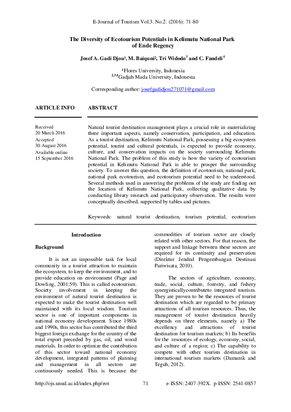 (PDF) The Diversity of Ecotourism Potentials in Kelimutu National Park ...