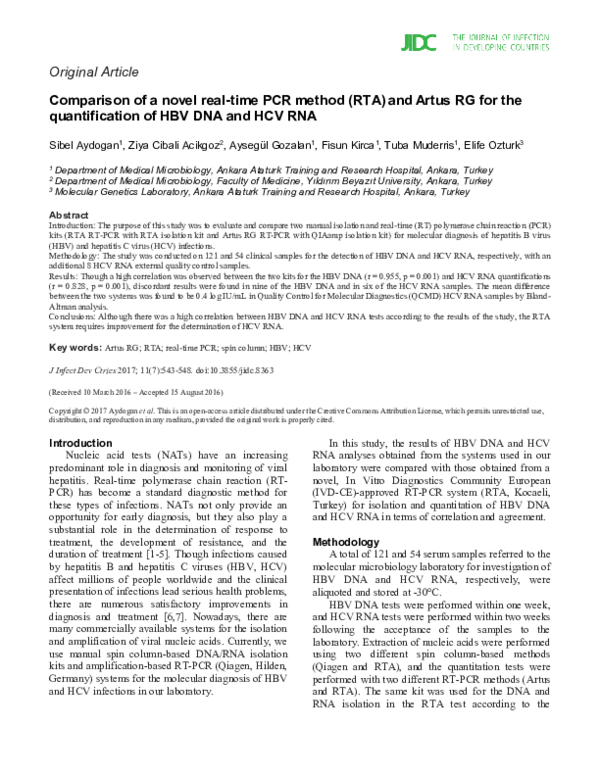 (PDF) Comparison of a novel real-time PCR method (RTA) and Artus RG for the quantification of ...