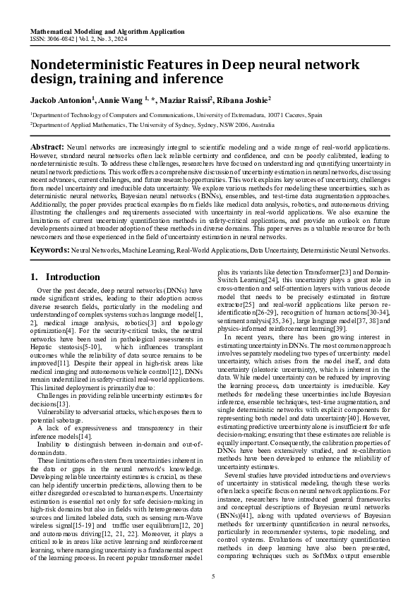 (PDF) Nondeterministic Features in Deep neural network design, training and inference
