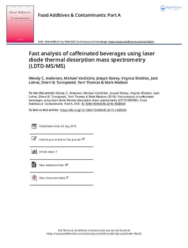 (PDF) Fast analysis of caffeinated beverages using laser diode thermal desorption mass ...