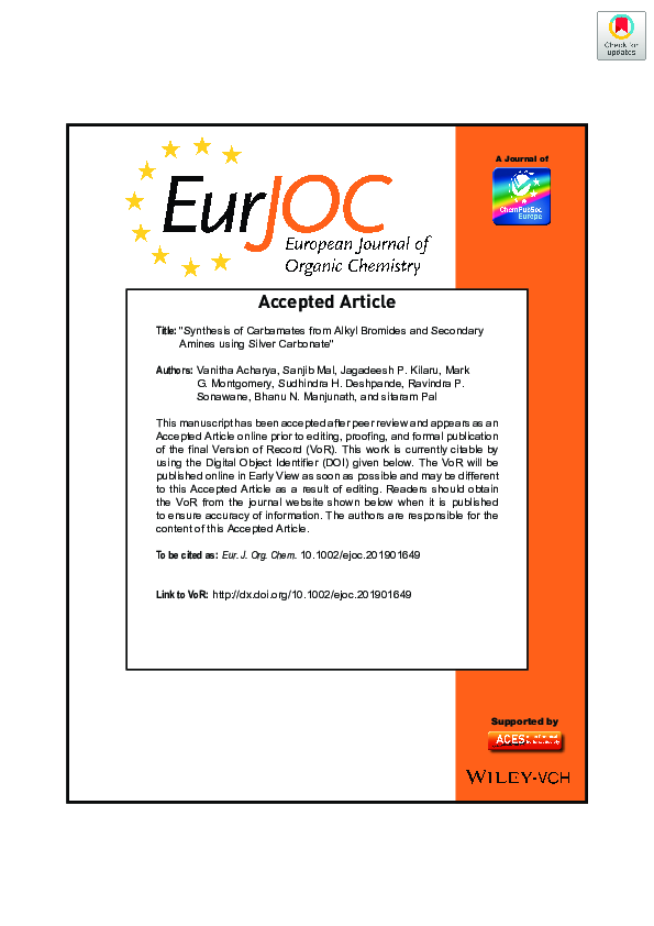 (PDF) Synthesis of Carbamates from Alkyl Bromides and Secondary Amines ...