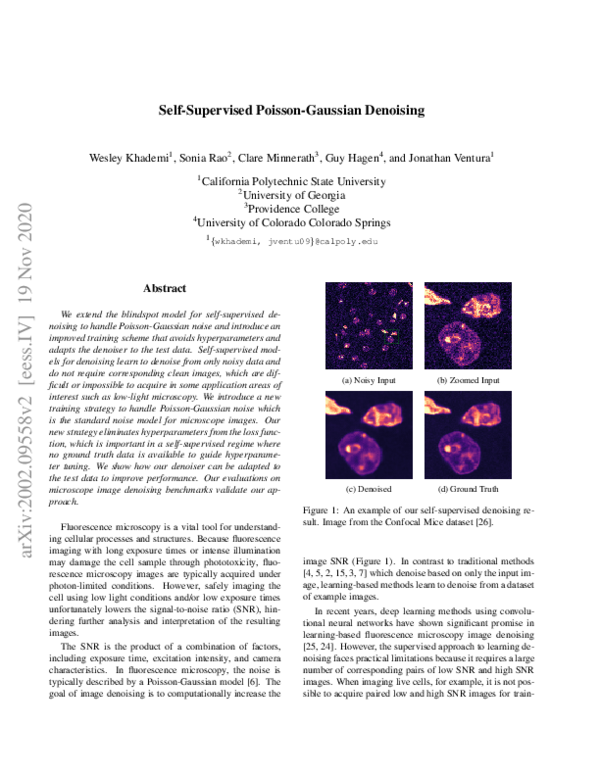 (PDF) Self-Supervised Poisson-Gaussian Denoising