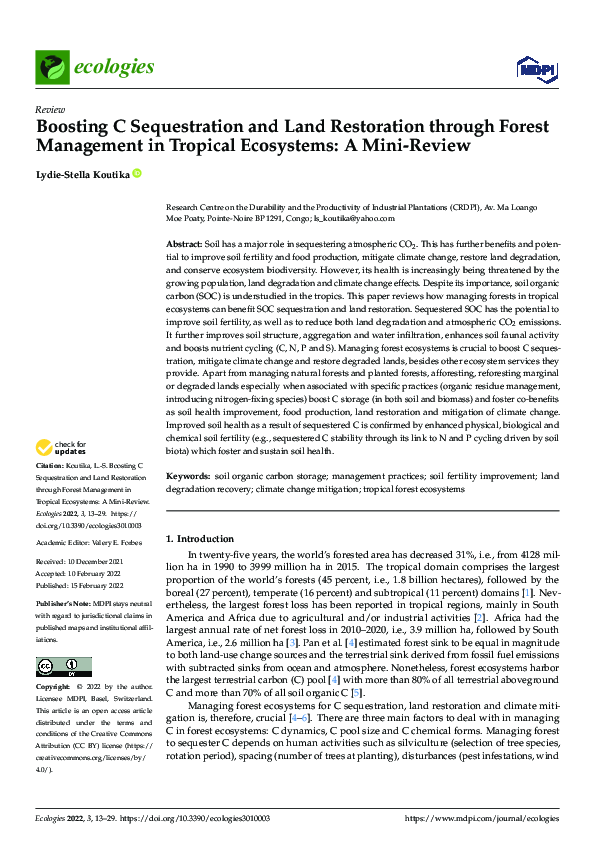 (PDF) Boosting C Sequestration and Land Restoration through Forest ...