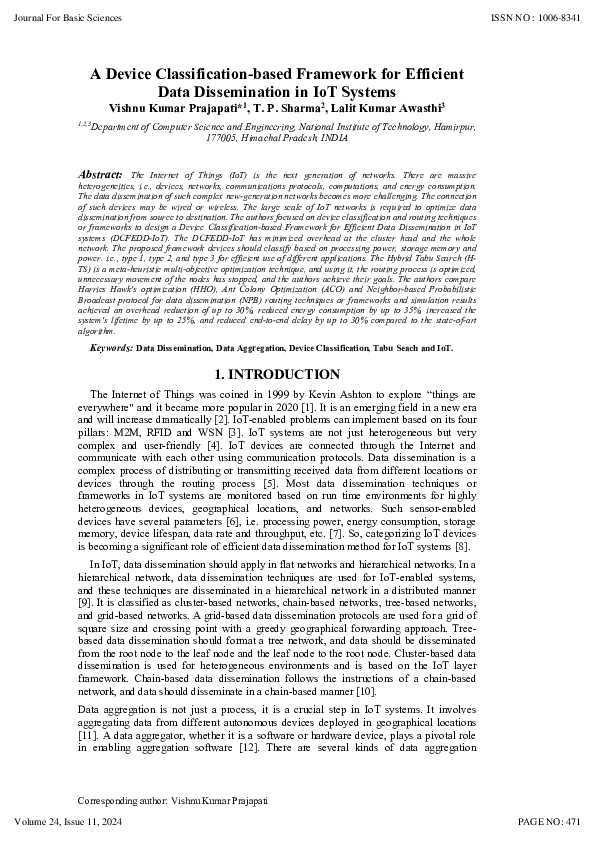 (PDF) A Device Classification-based Framework for Efficient Data Dissemination in IoT Systems