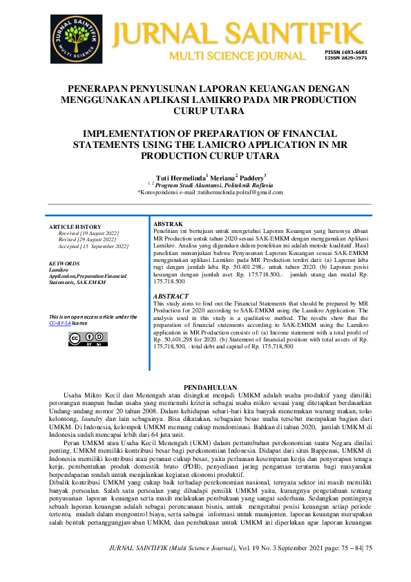(PDF) Penerapan Penyusunan Laporan Keuangan Dengan Menggunakan Aplikasi Lamikro Pada MR ...