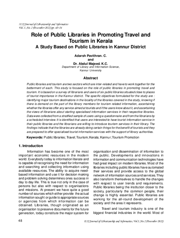 (PDF) Role of Public Libraries in Promoting Travel and Tourism in ...