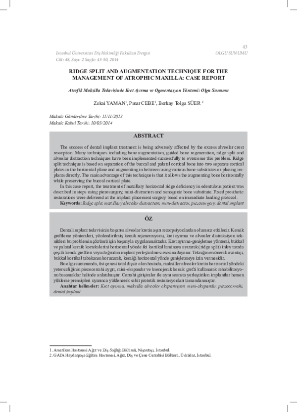 (PDF) RIDGE SPLIT AND AUGMENTATION TECHNIQUE FOR THE MANAGEMENT OF ...