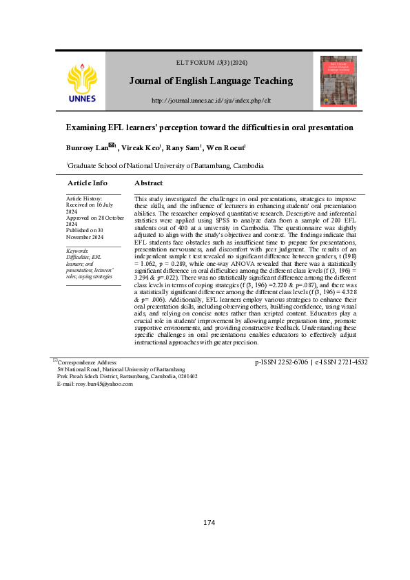 (PDF) ELT Forum: Journal of English Language Teaching
