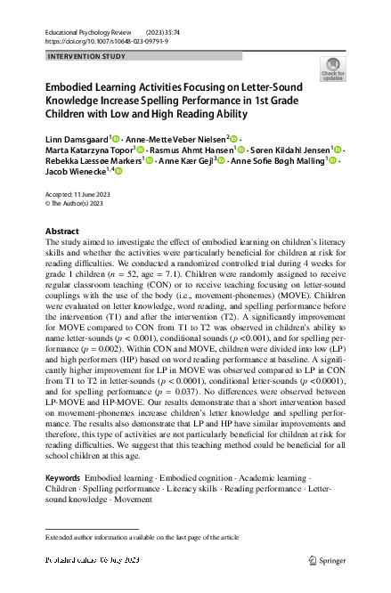 (PDF) Embodied Learning Activities Focusing on Letter-Sound Knowledge ...