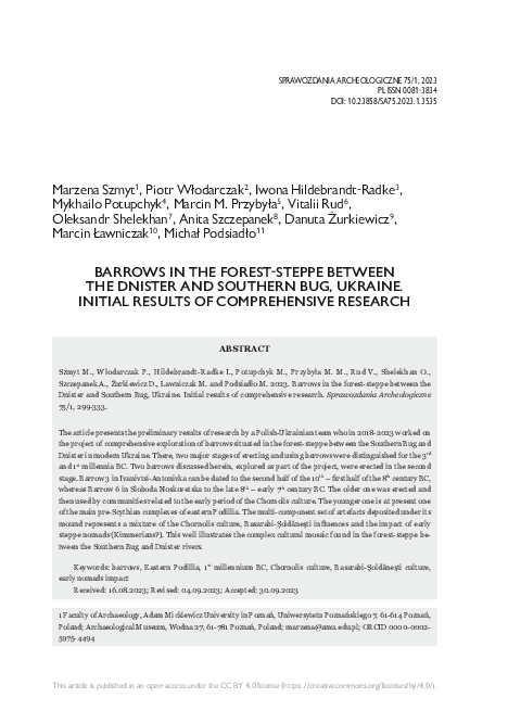 (PDF) Barrows in the forest-steppe between the Dniester and Southern ...