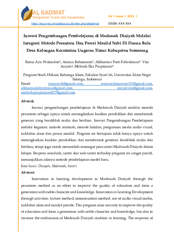 (PDF) Inovasi Pengembangan Pembelajaran di Madrasah Diniyah Melalui | Nops Twing - Academia.edu