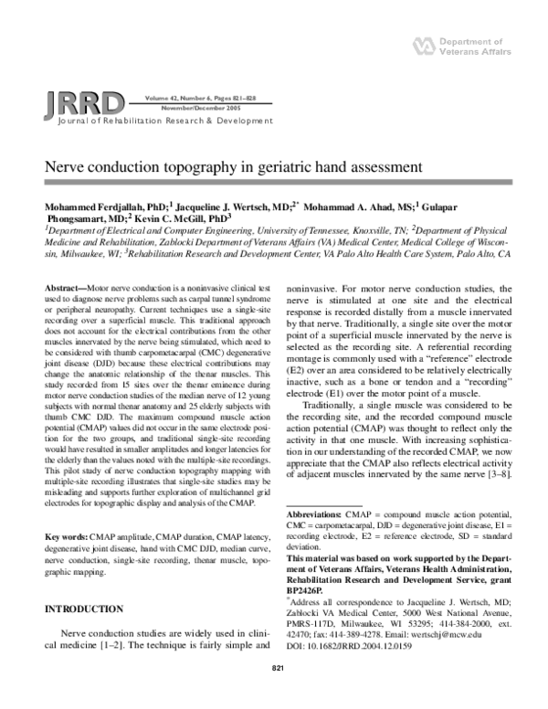 (PDF) Nerve conduction topography in geriatric hand assessment
