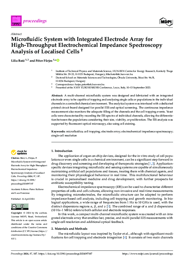 (PDF) Microfluidic System with Integrated Electrode Array for High ...