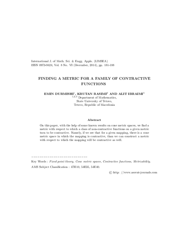 (PDF) Finding a metric for a family of contractive functions