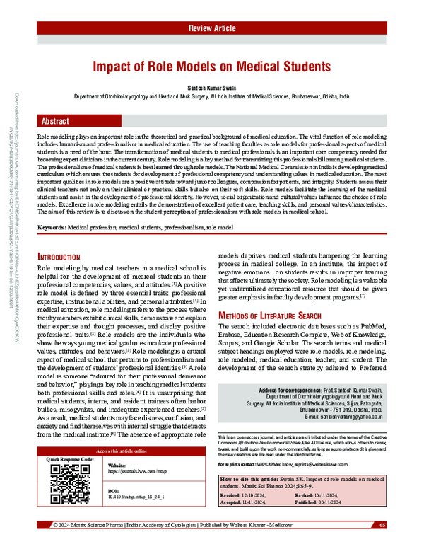 (PDF) Impact of Role Models on Medical Students