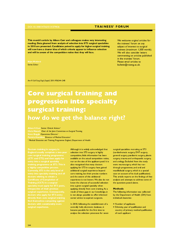 (PDF) Core surgical training and progression into specialty surgical ...