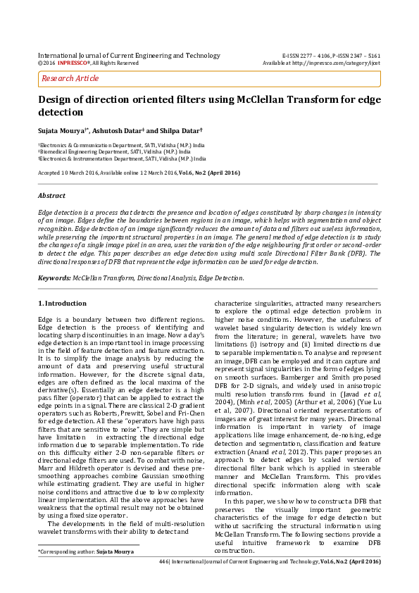(PDF) Design of direction oriented filters using McClellan Transform ...